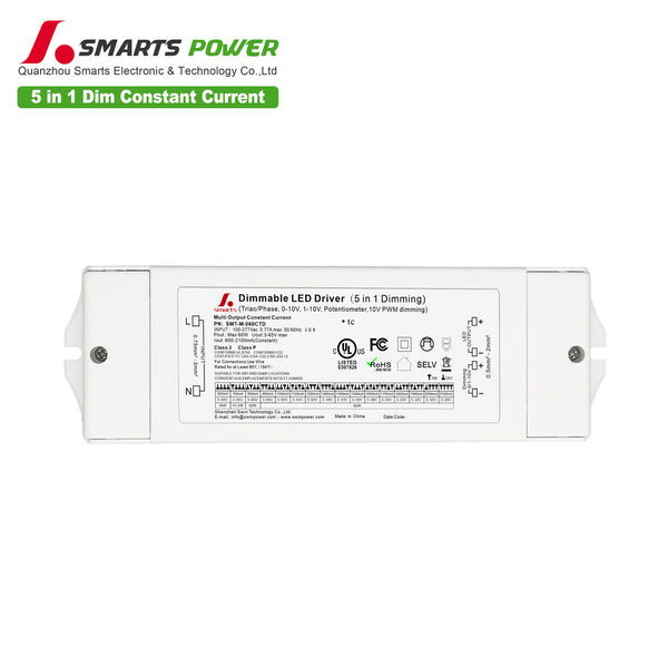 Triac and 0-10V dimmable 60W 600-2100mA Multi-Current Driver – Smarts Power